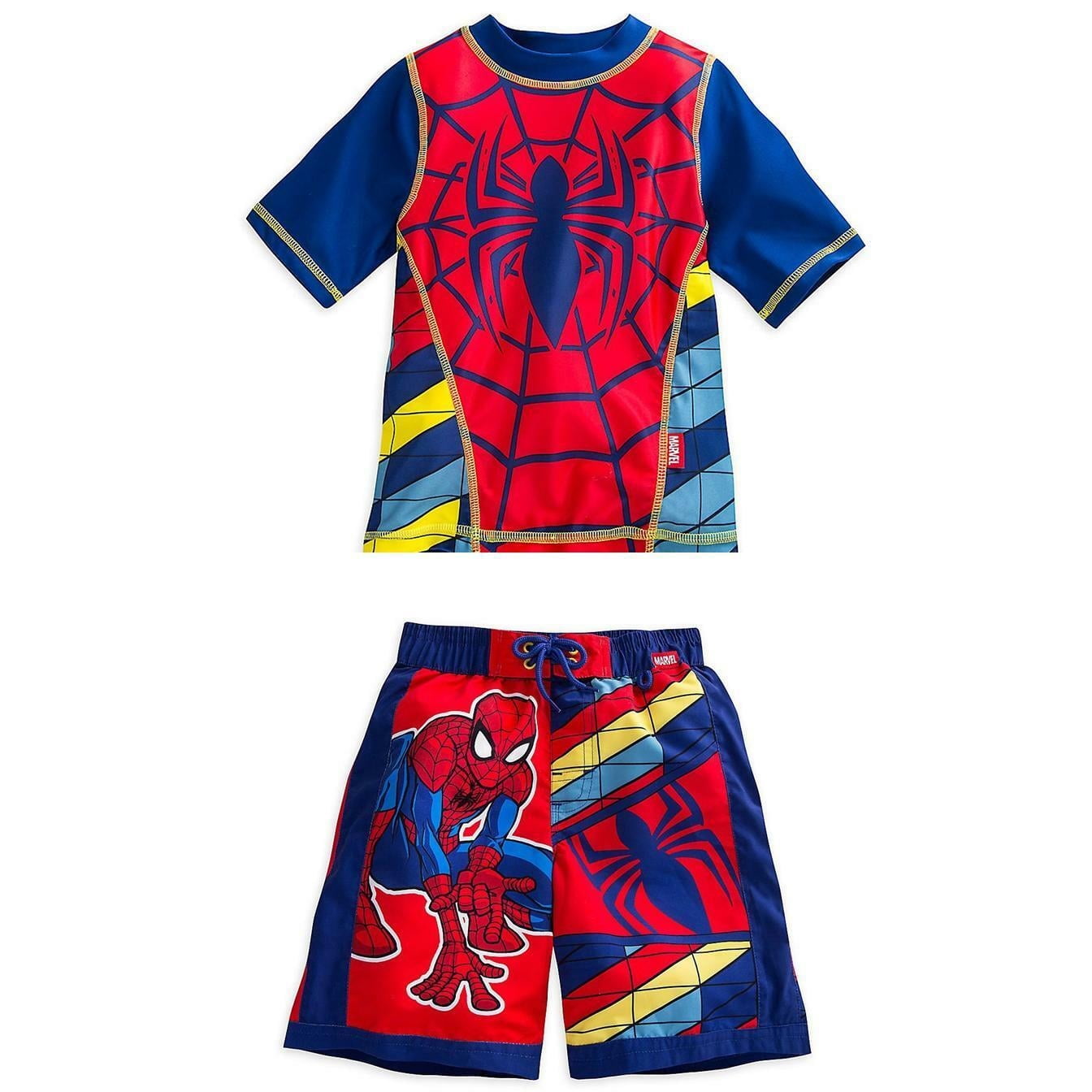 Disney Store Marvel Spider-Man Rash Guard And Swim Trunks Set Boy Size ...