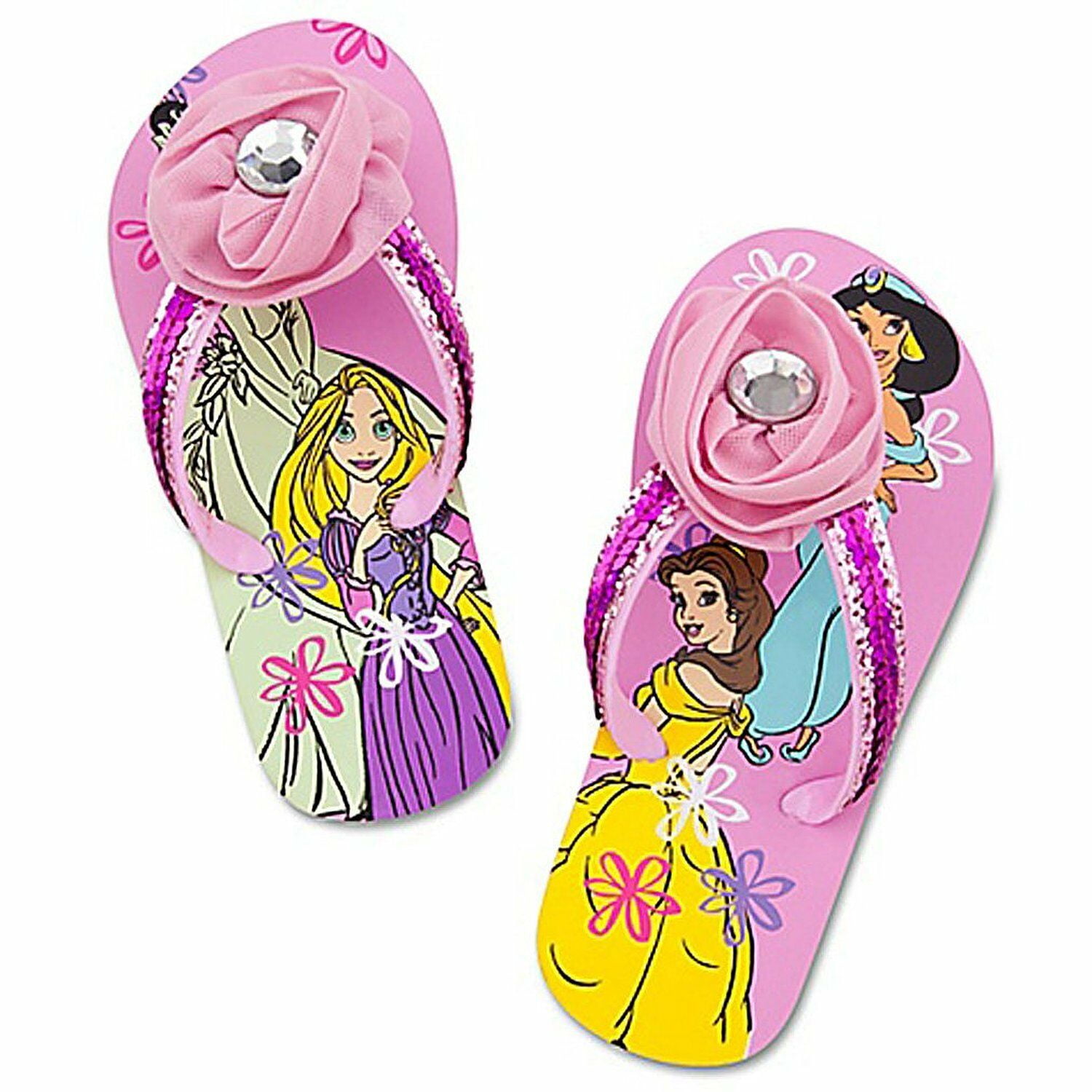 Disney Store Princess Rapunzel Jasmine Flip Flops Sandals Shoes Girl ...