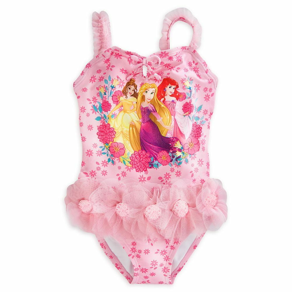 Disney Store Princesses Ariel Rapunzel Belle Deluxe One-Piece Swimsuits ...