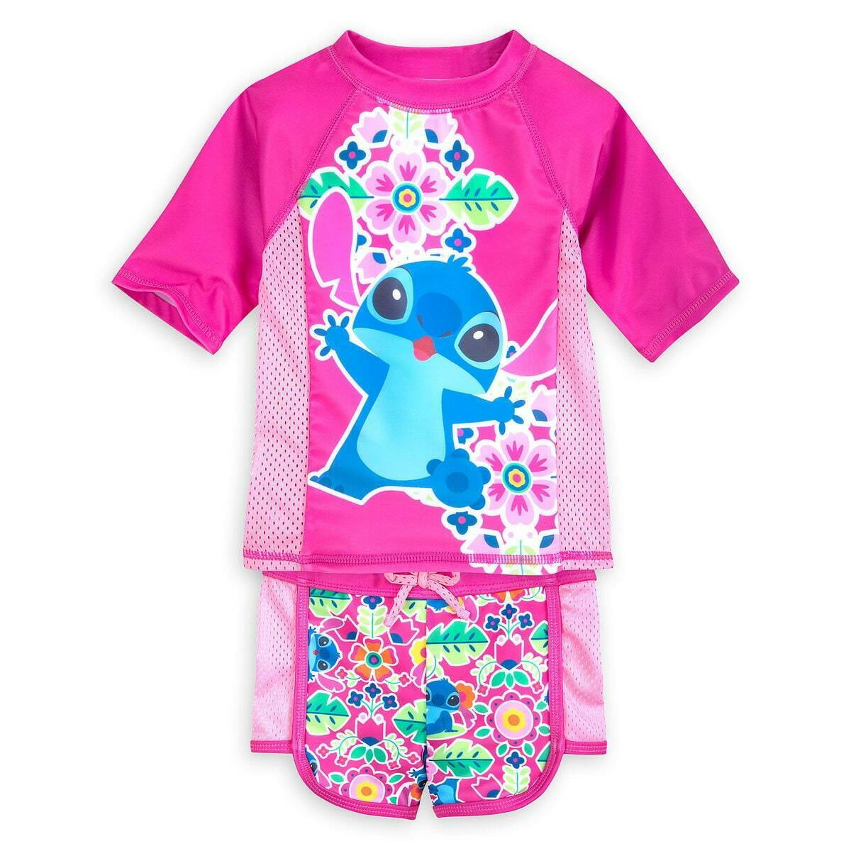 Disney Rash Guard Stitch Swimsuit Set (Girl's) - Walmart.com