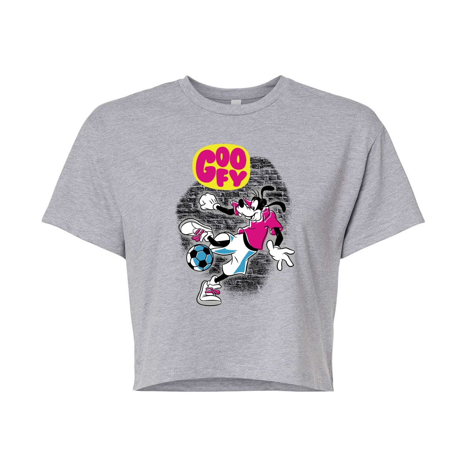 Disney - Street Soccer Goofy - Juniors Cropped Cotton Blend T-Shirt ...