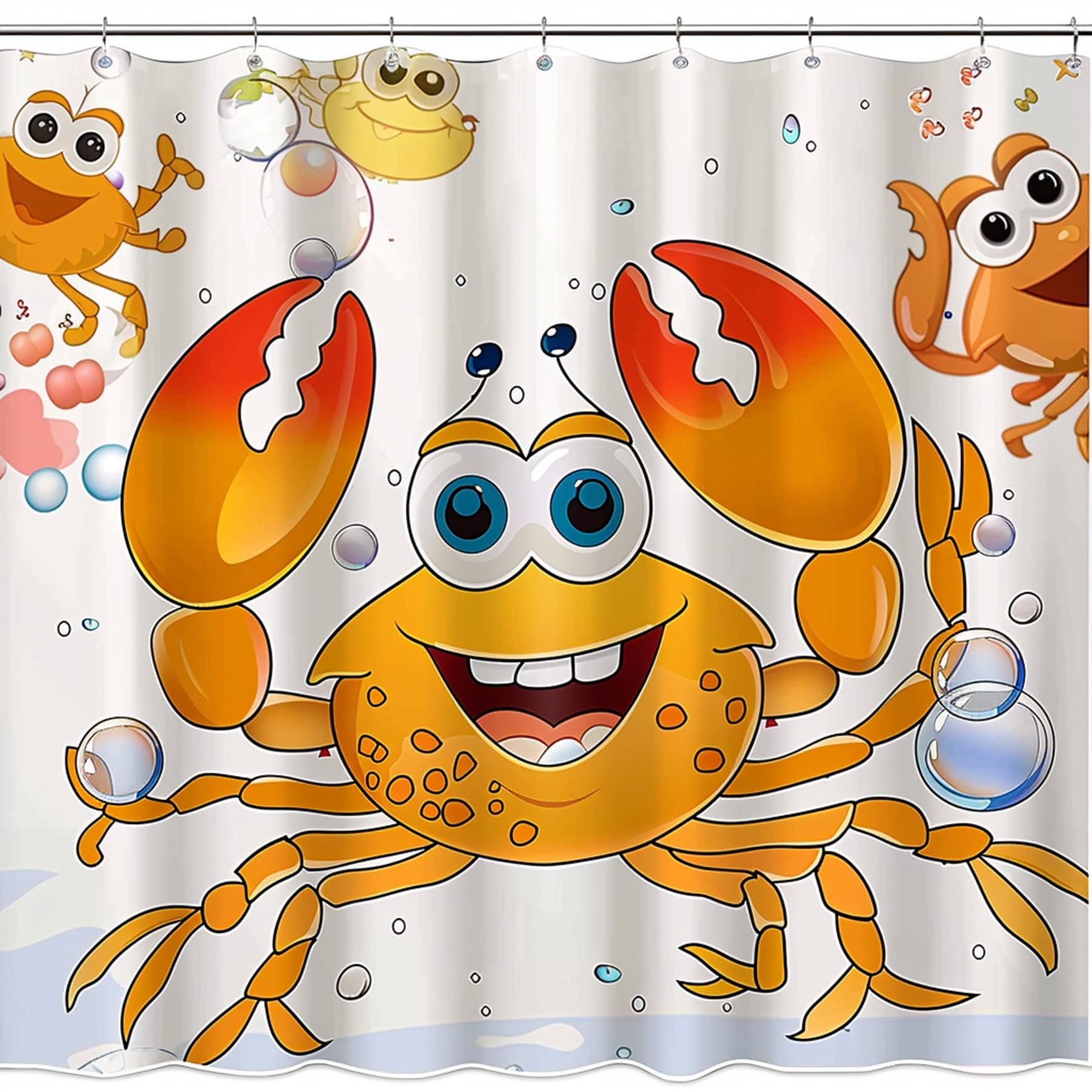 Disney Style Cartoon Crab Family Shower Curtain with Bubbles Cute ...