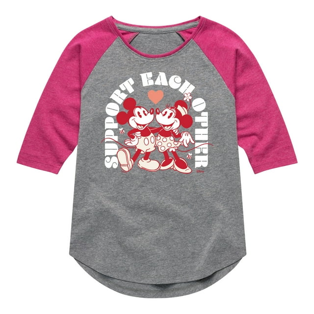 Disney - Support Each Other - Toddler & Youth Girls Raglan Graphic T ...