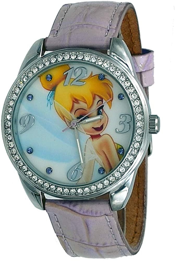 Disney TNK584 Women's Tinkerbell Pink Strap Crystal Accented Analog ...
