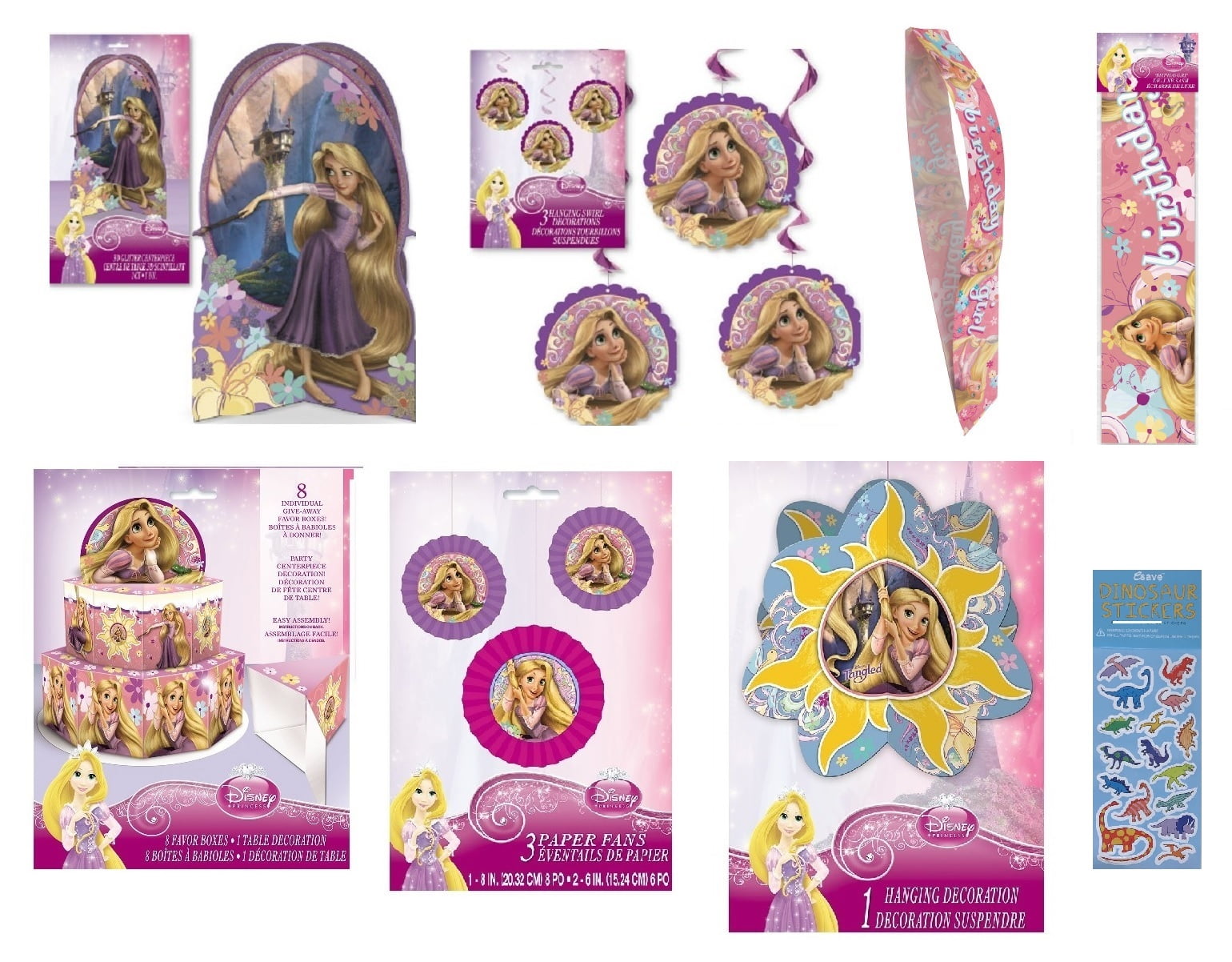Unique Tangled Birthday Party Decor Set with Favor Boxes 3D Centerpiece ...