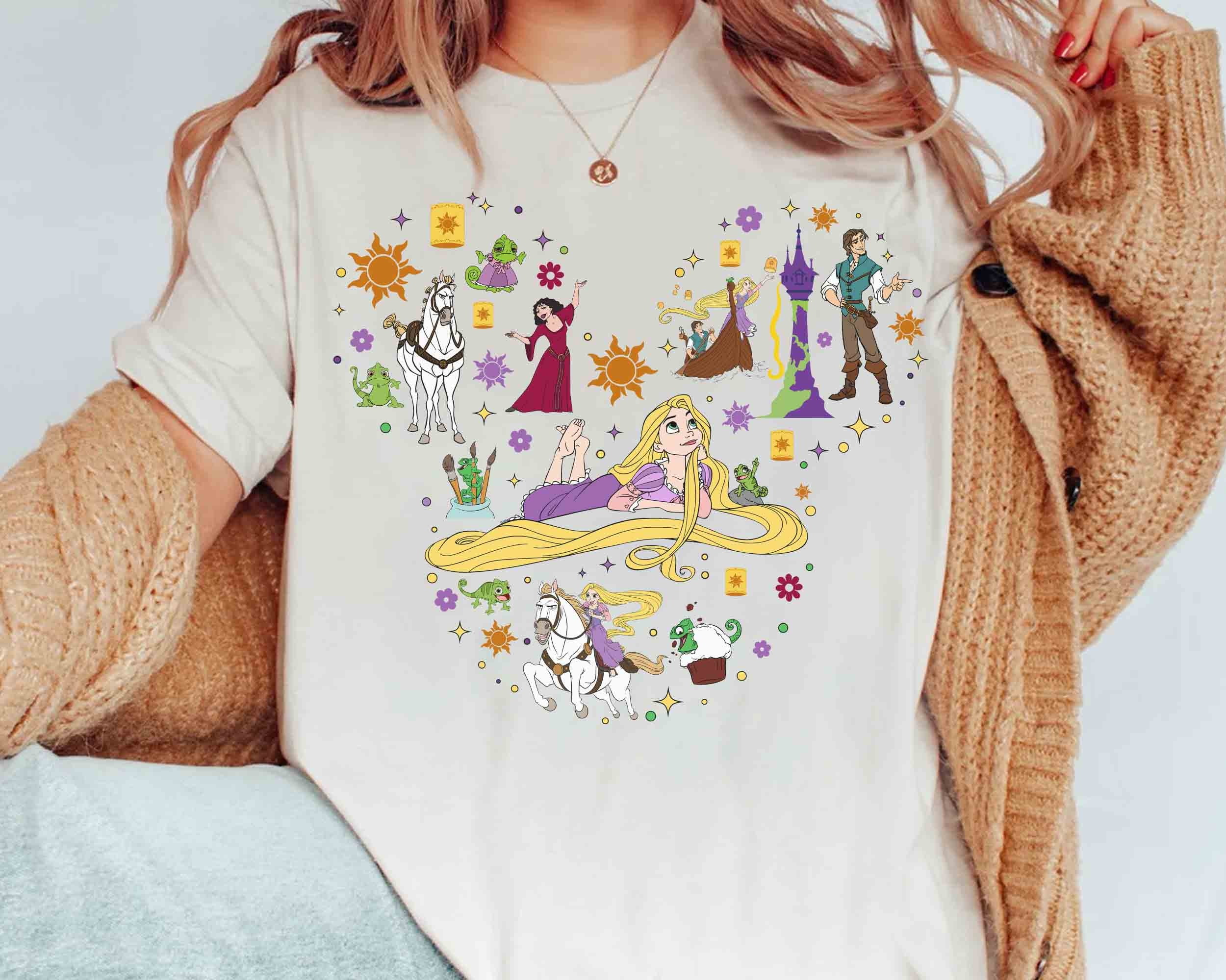 Disney Tangled Characters Mickey Head T-shirt, Rapunzel Flynn Pascal ...