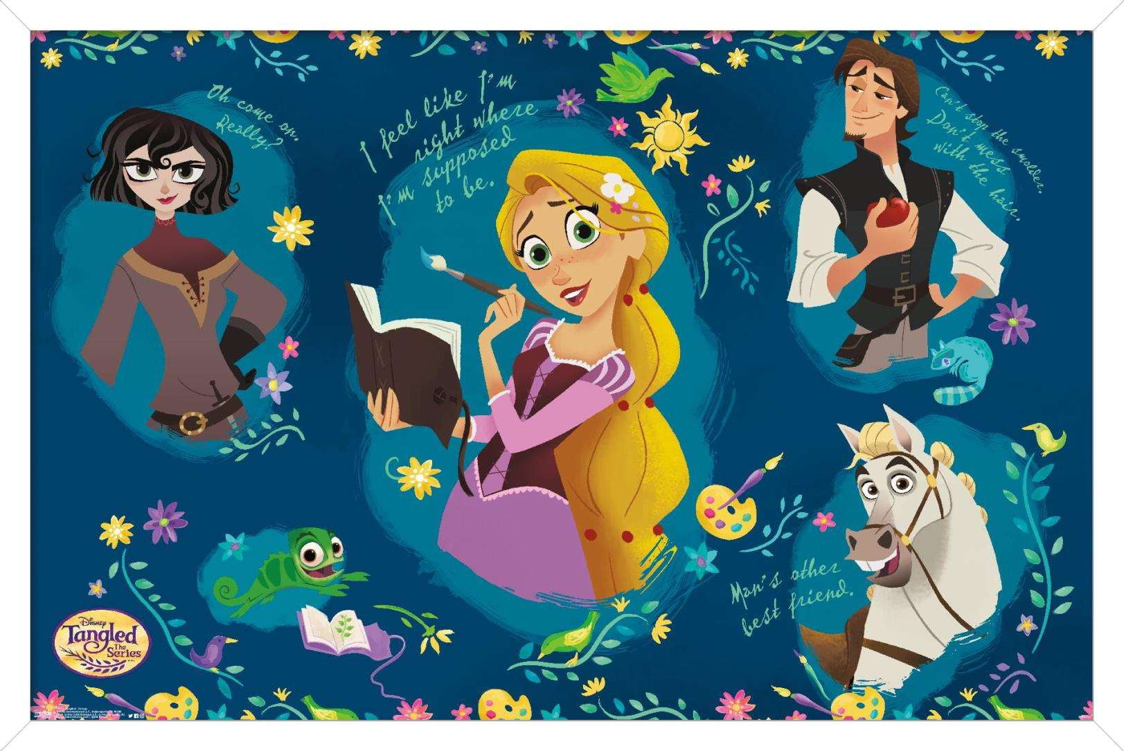 Disney Tangled - Group Wall Poster, 14.725" x 22.375", Framed - Walmart.com