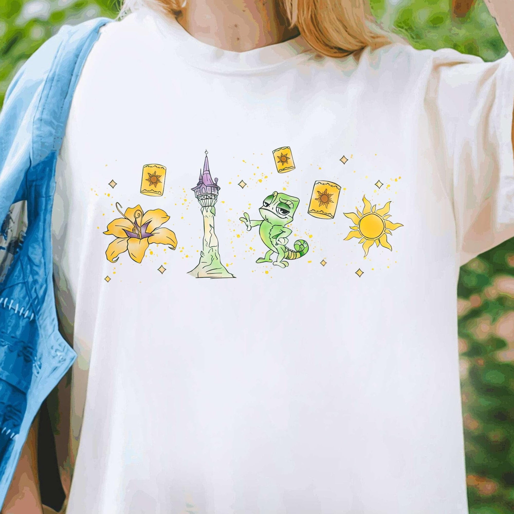 Disney Tangled Rapunzel Princess Shirt Pascal Tower Lantern Minimalist ...