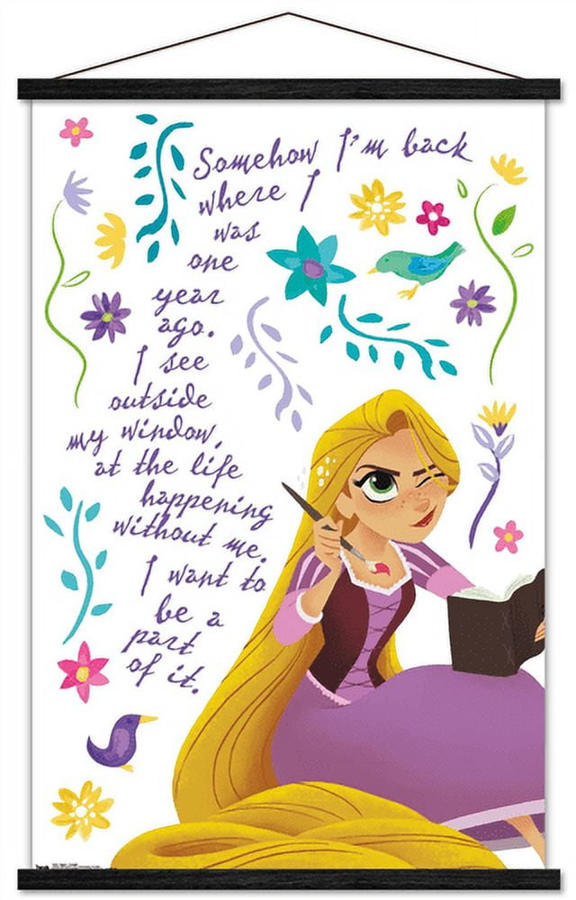 Disney Tangled - Thoughts Wall Poster with Wooden Magnetic Frame, 22. ...