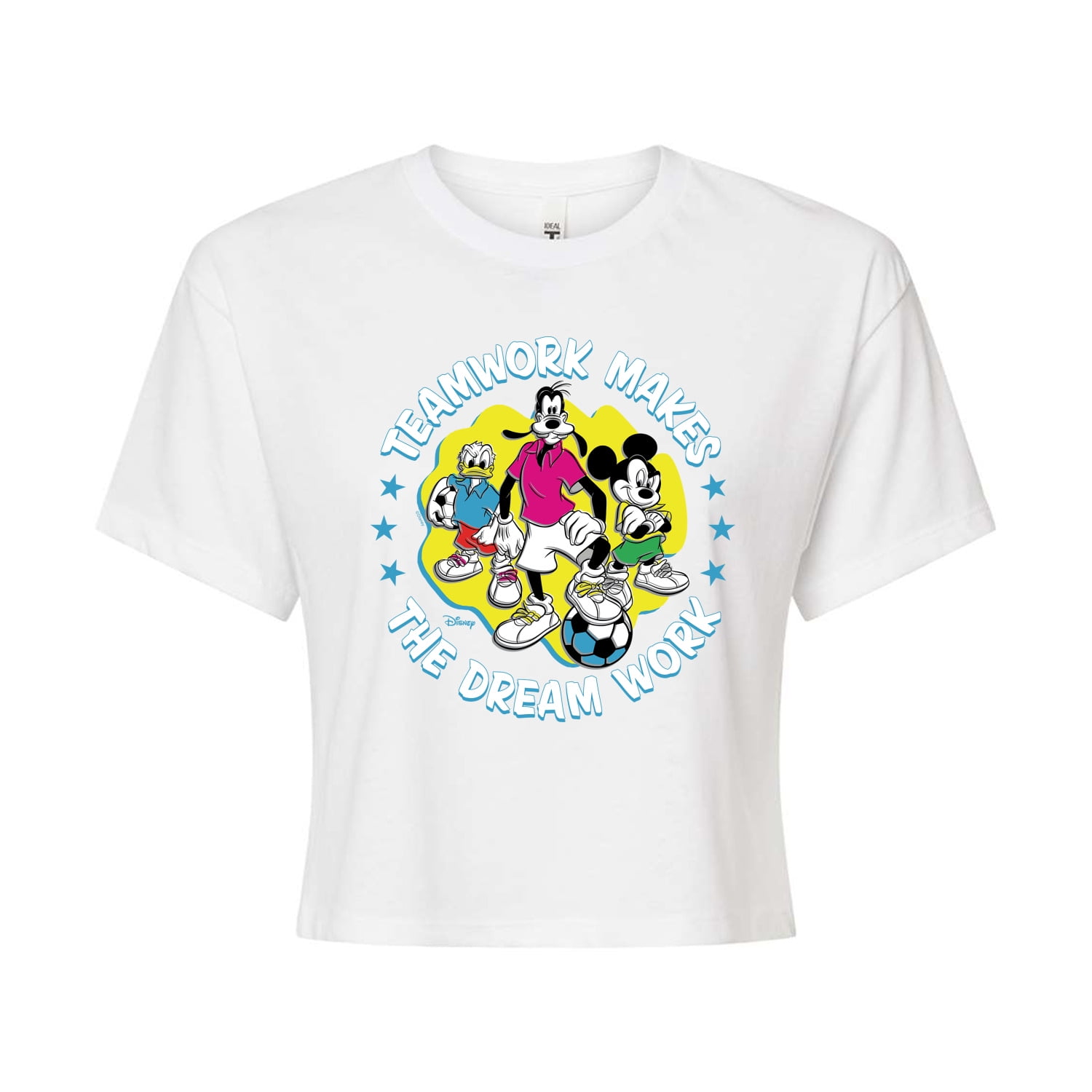 Disney - Teamwork Group - Juniors Cropped Cotton Blend T-Shirt ...