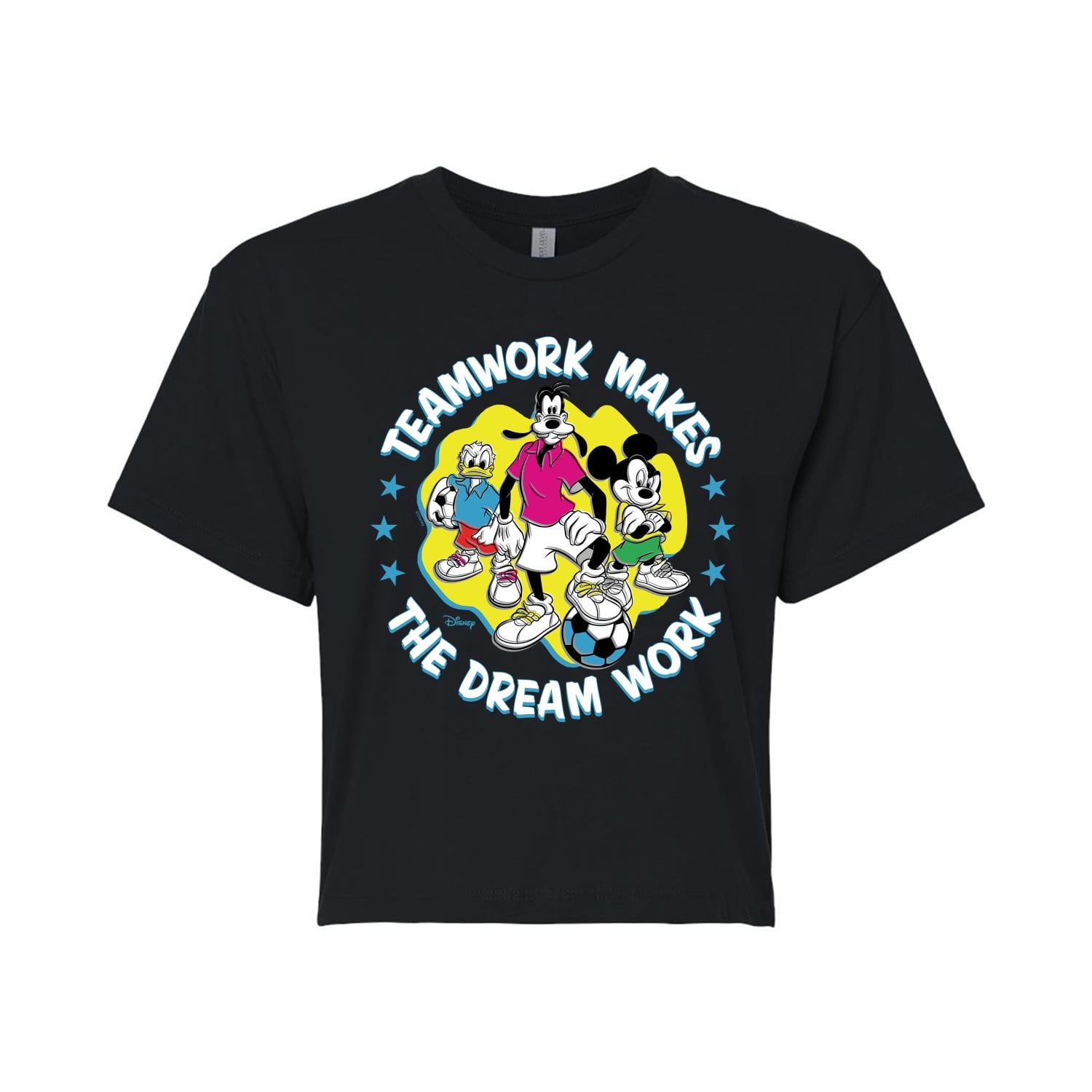 Disney - Teamwork Group - Juniors Cropped Cotton Blend T-Shirt ...