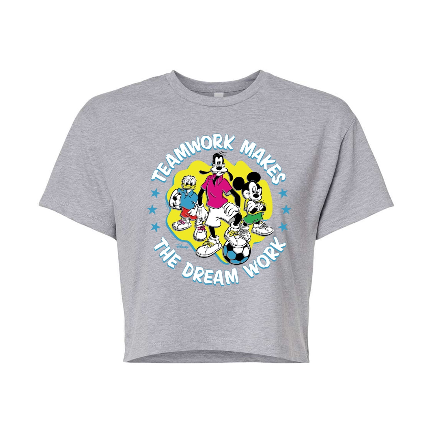 Disney - Teamwork Group - Juniors Cropped Cotton Blend T-Shirt ...
