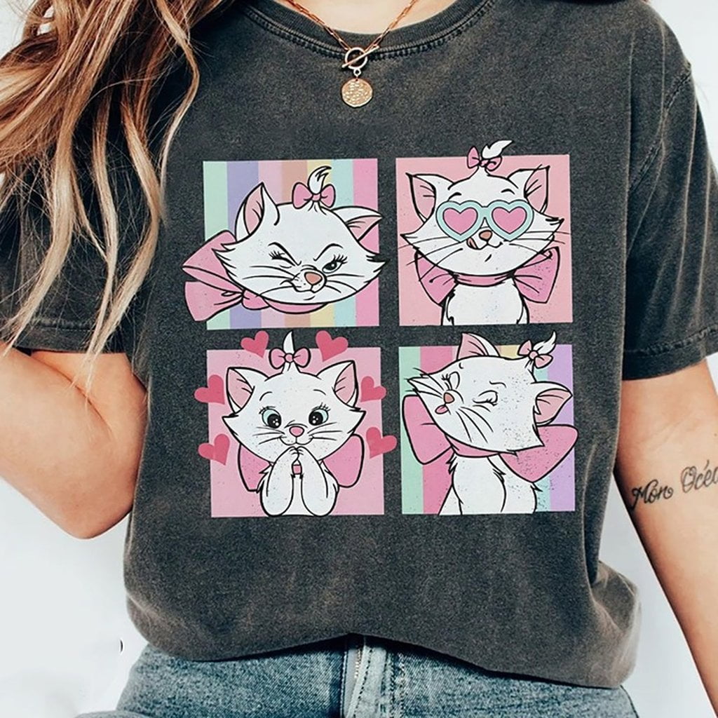 Disney The Aristocats Cute Marie Cat Emotions Love Heart Shirt,Maroon ...