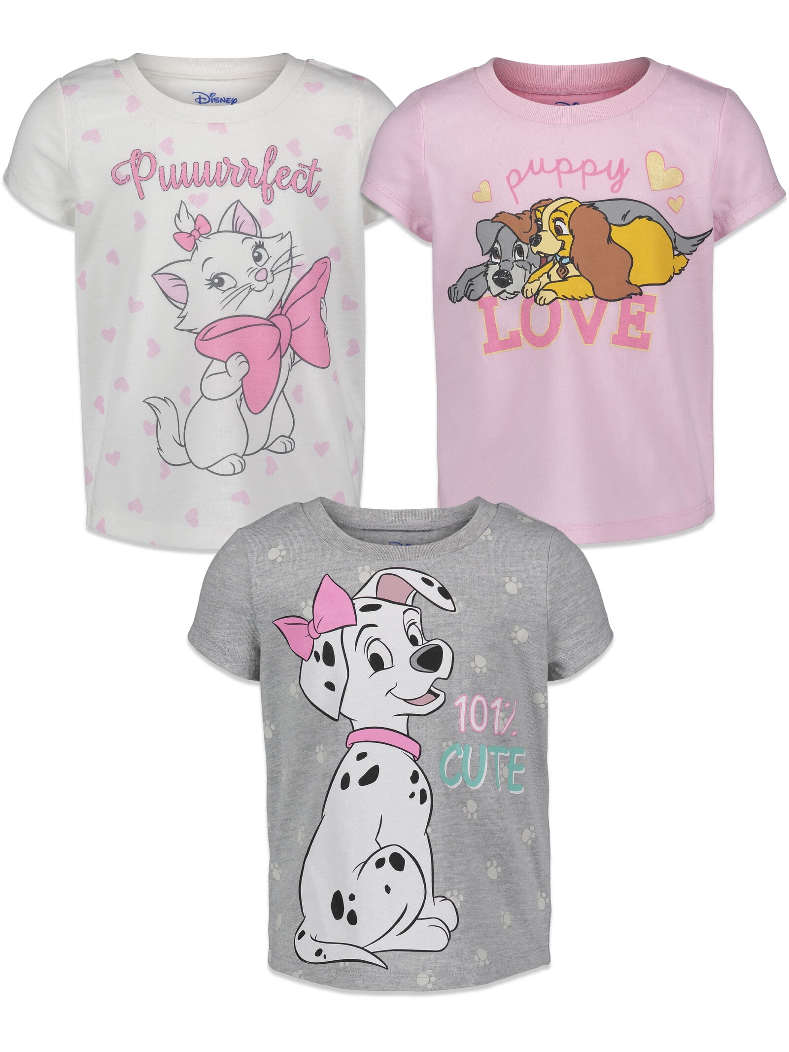 Disney The Aristocats Marie Little Girls 3 Pack Pullover T-Shirts Infant to Big Kid - Walmart.com