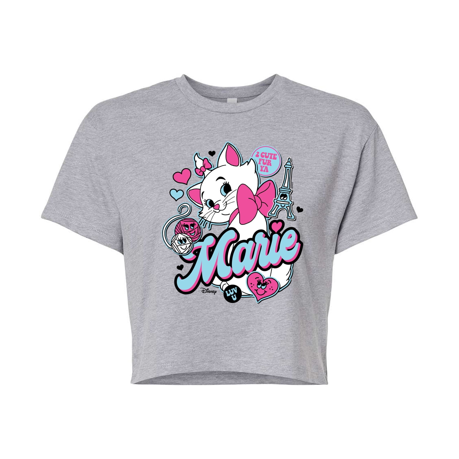 Disney - The Aristocats - Marie Stickers - Junior's Cropped Graphic T ...