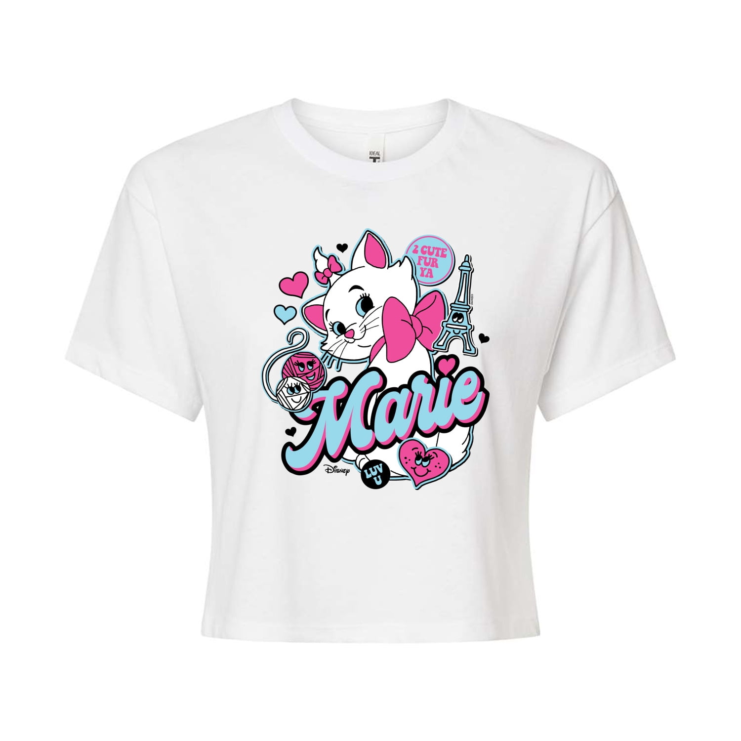 Disney - The Aristocats - Marie Stickers - Junior's Cropped Graphic T ...
