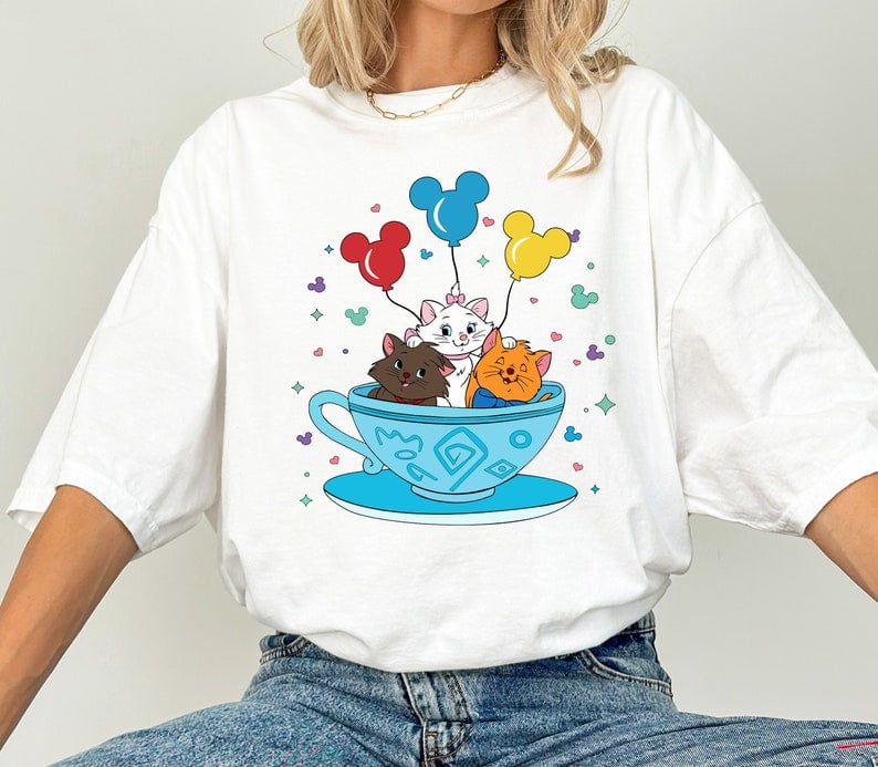 Disney The Aristocats Spinning Cup Mickey Balloon Shirt, Berlioz, Marie ...