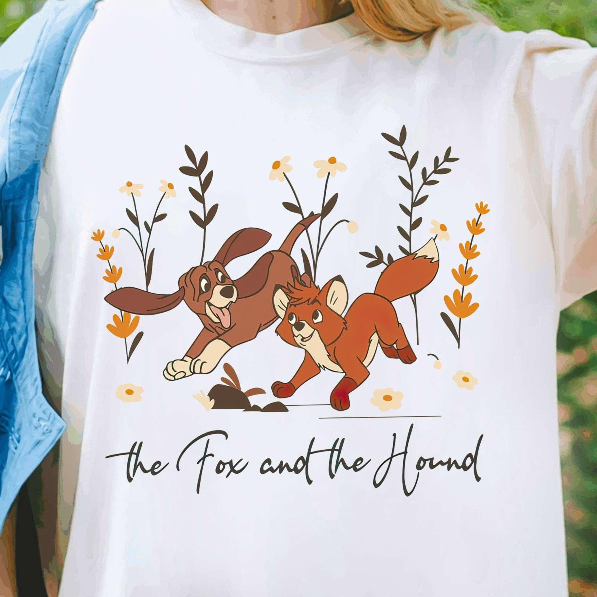Disney The Fox And Hound Shirt Retro Tod And Copper Floral Flower T ...