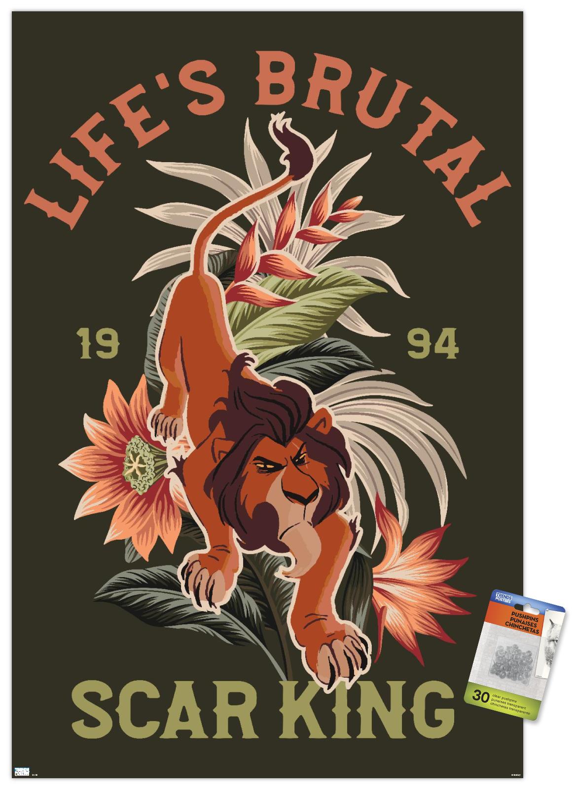 Disney The Lion King 30th - Scar Wall Poster with Pushpins, 22.375" x ...