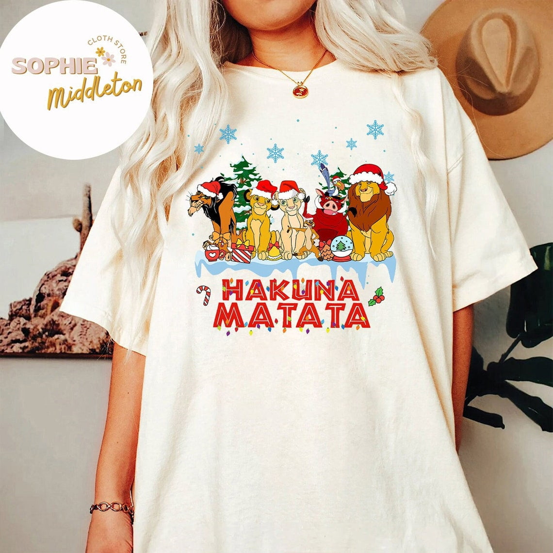 Disney The Lion King Christmas T-Shirt, Simba Pumbaa Timon Rafiki Christmas Lights Shirt, Size ...