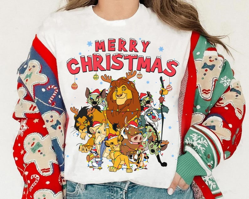 Disney The Lion King Merry Christmas Shirt, Simba Mufasa Scar Nala Timon Pumbaa Comfort Colors ...