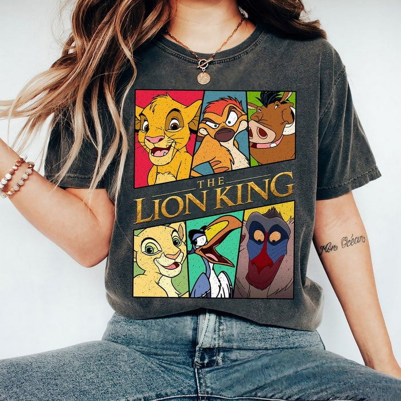 Disney The Lion King Retro Characters T-Shirt, Simba Nala Timon Pumbaa ...