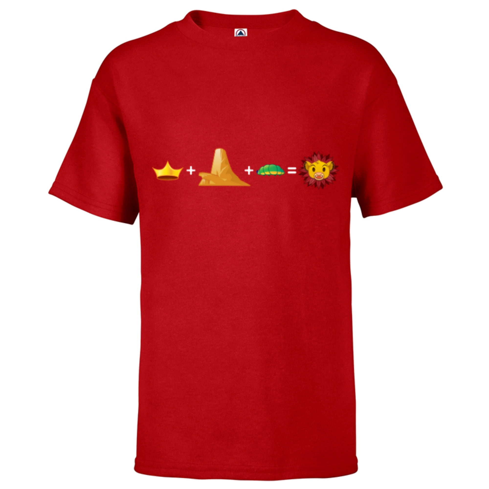 Disney The Lion King Simba Emoji Code Formula - Short Sleeve T-Shirt for Kids - Customized-Red ...