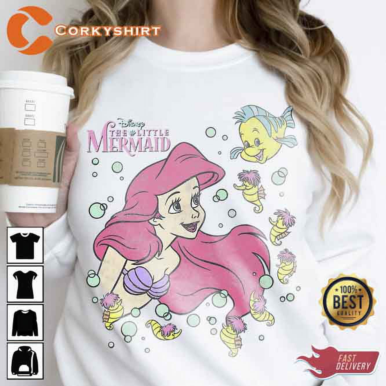 Disney The Little Mermaid Ariel And Flounder Bubble Poster Premium T ...