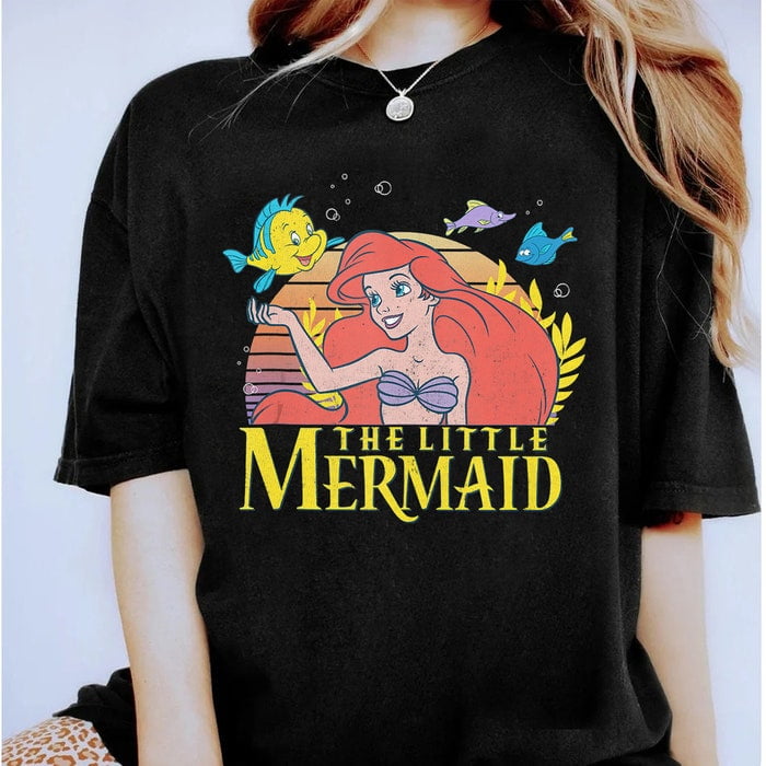 Disney The Little Mermaid Ariel And Flounder Sunset Portrait Shirt ...