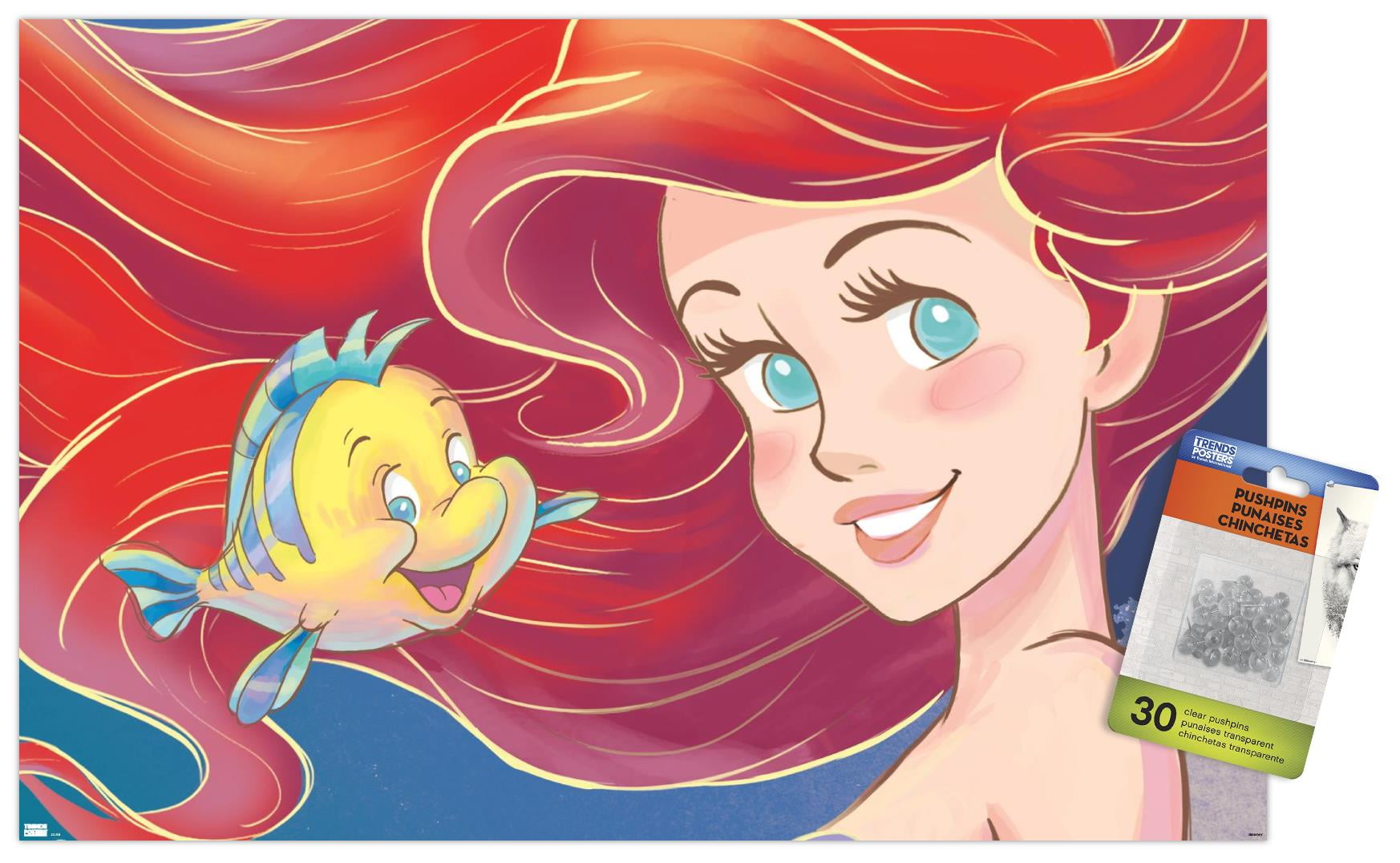 Disney The Little Mermaid - Ariel Close-Up Wall Poster with Push Pins ...