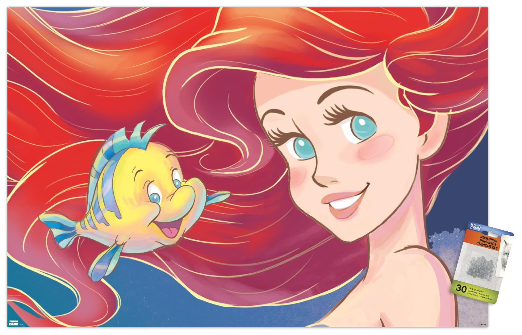 Disney The Little Mermaid - Ariel Close-Up Wall Poster with Push Pins ...