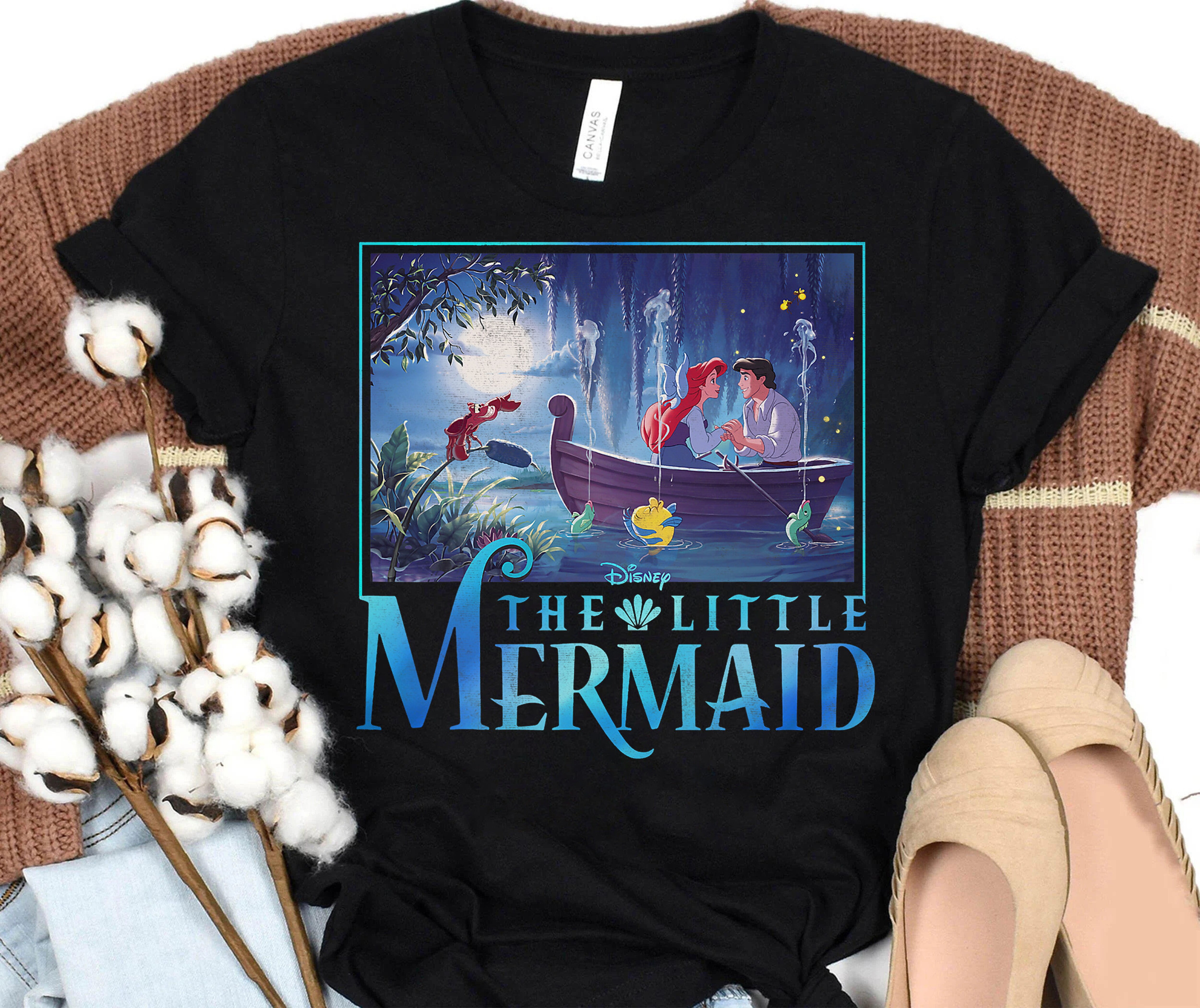 Disney The Little Mermaid Ariel & Eric Grotto Portrait T-Shirt, Disneyland Family Vacation Shirt ...
