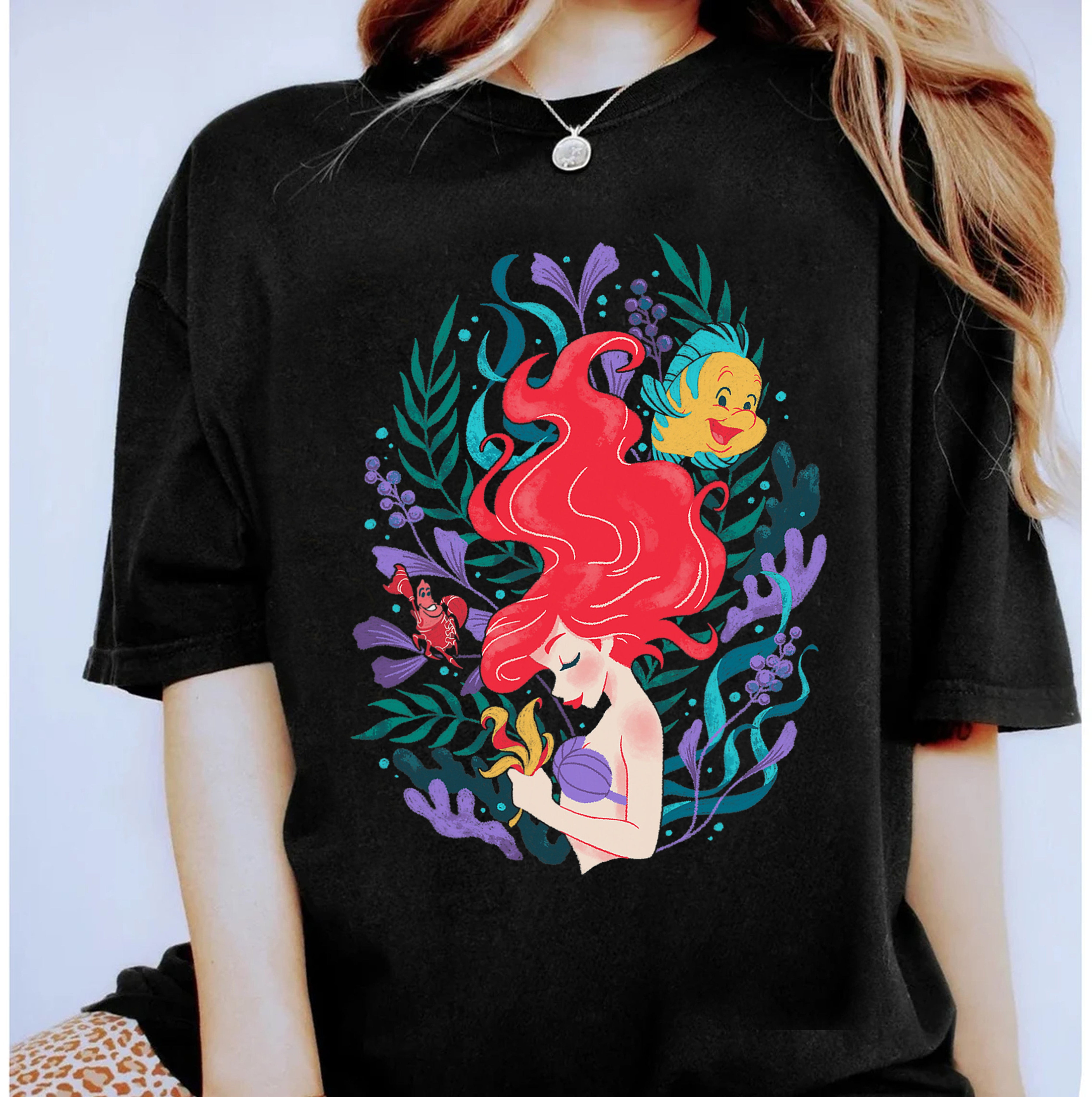 Disney The Little Mermaid Ariel Flounder And Sebastian T-Shirt ...