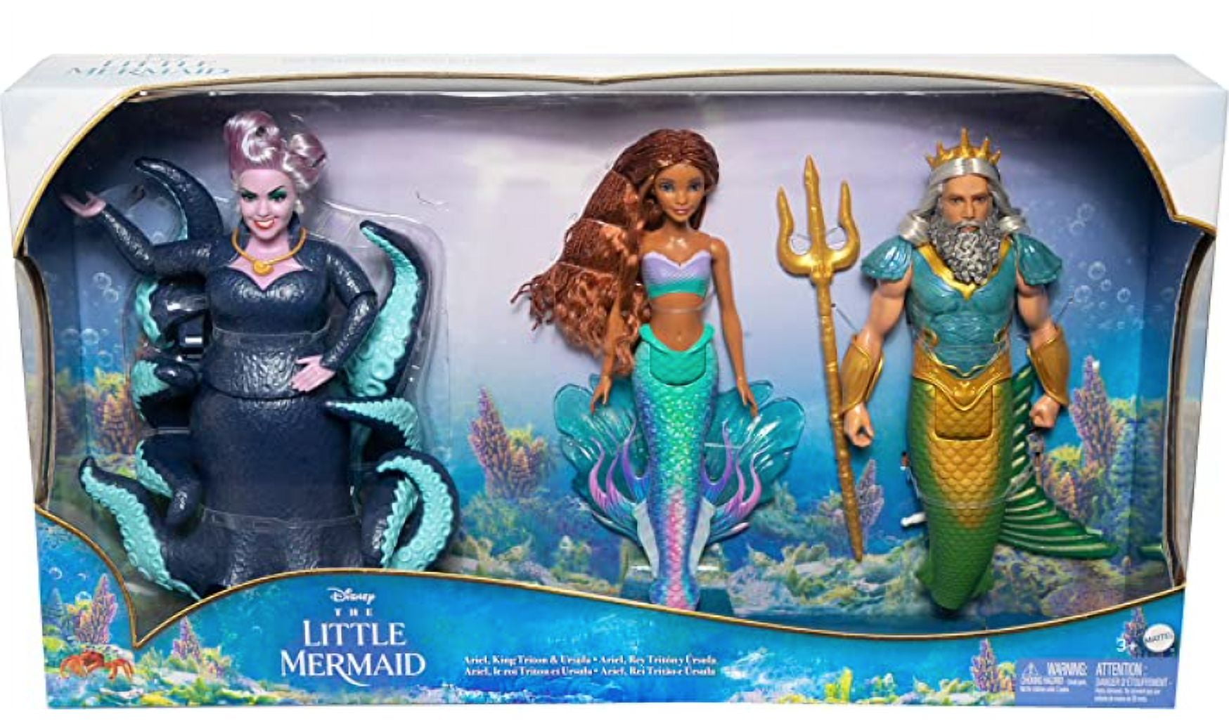 Disney The Little Mermaid Ariel, King Triton & Ursula Doll 3-Pack ...