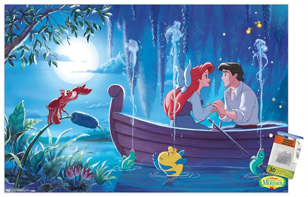 Disney The Little Mermaid - Ariel - Kiss The Girl Wall Poster with Push ...
