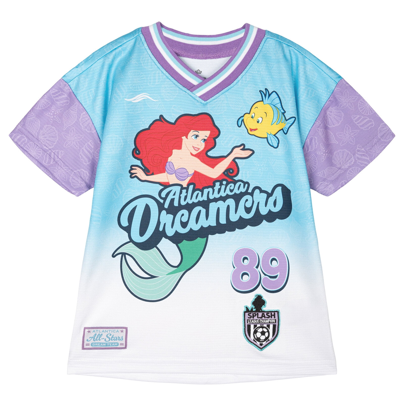 Disney The Little Mermaid Ariel Mesh Soccer Jersey Athletic T-Shirt ...