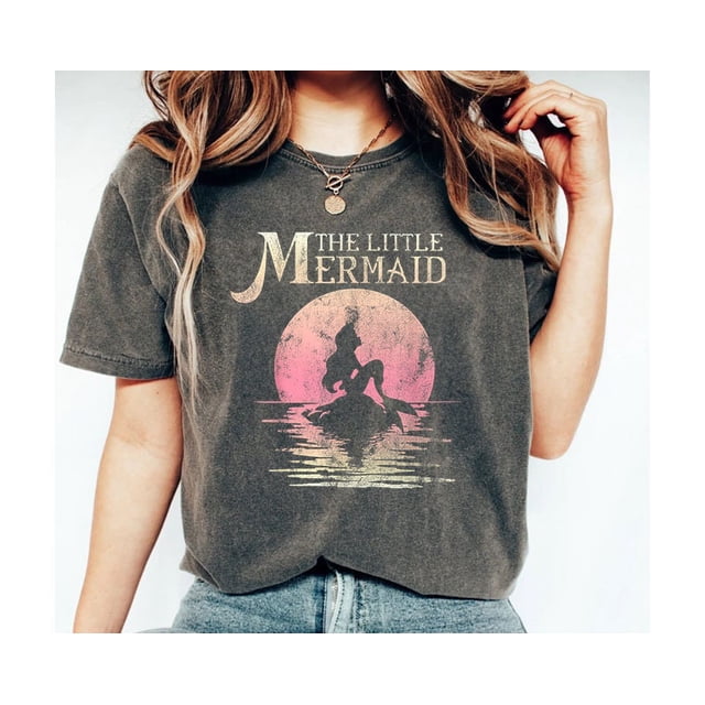 Disney The Little Mermaid Ariel Rock Moon Silhouette Shirt, Retro ...