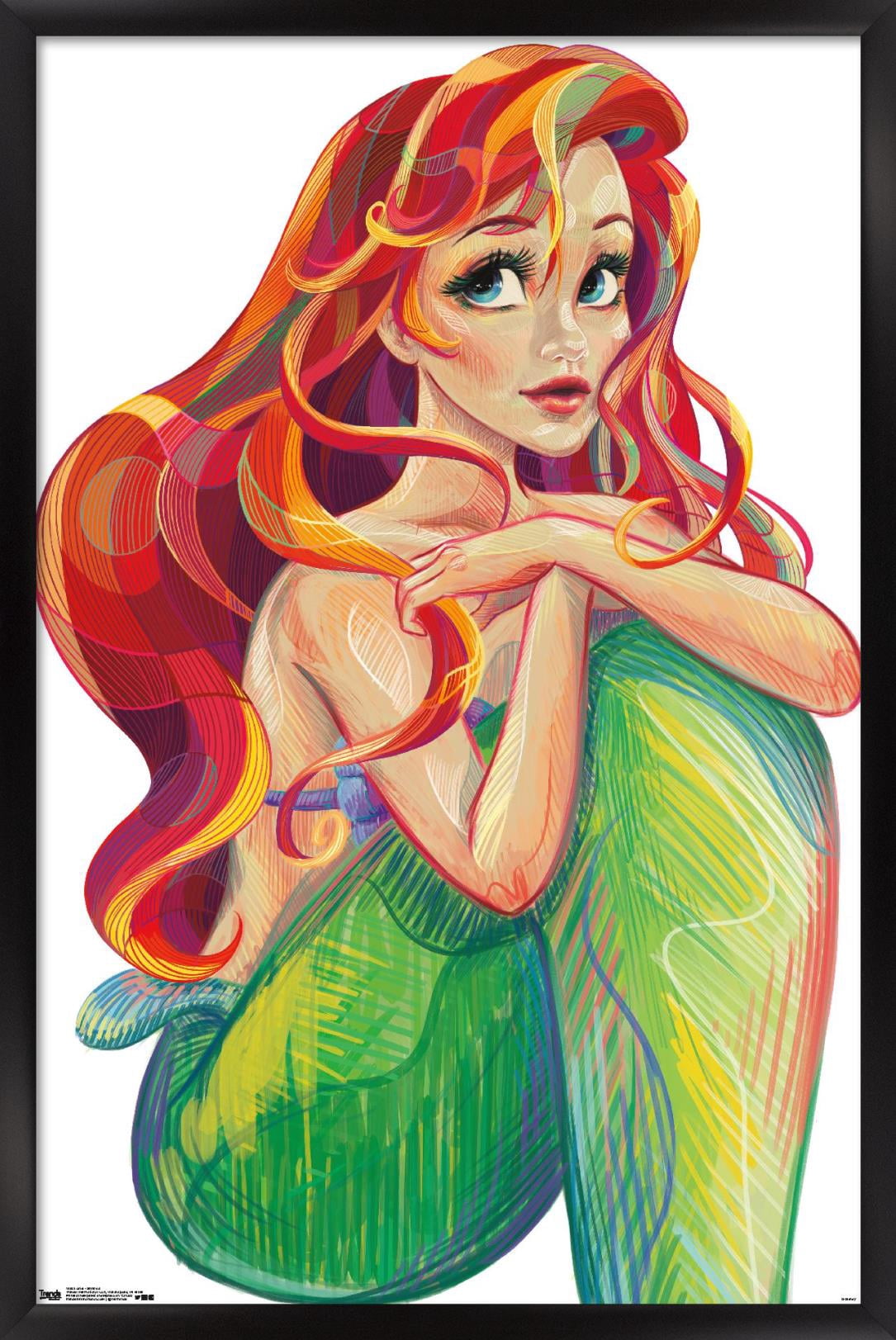 Disney The Little Mermaid - Ariel - Stylized Wall Poster, 14.725" x 22.375" Framed - Walmart.com