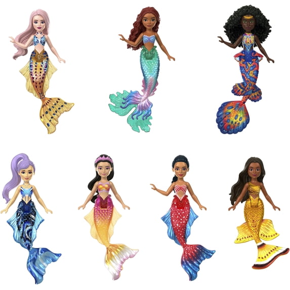 Disney Princess, Small Doll Set, Ariel and Sisters with 7 Dolls ...