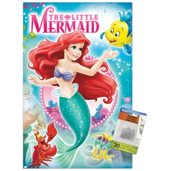 Disney The Little Mermaid - Cover Wall Poster with Push Pins, 14.725" x ...