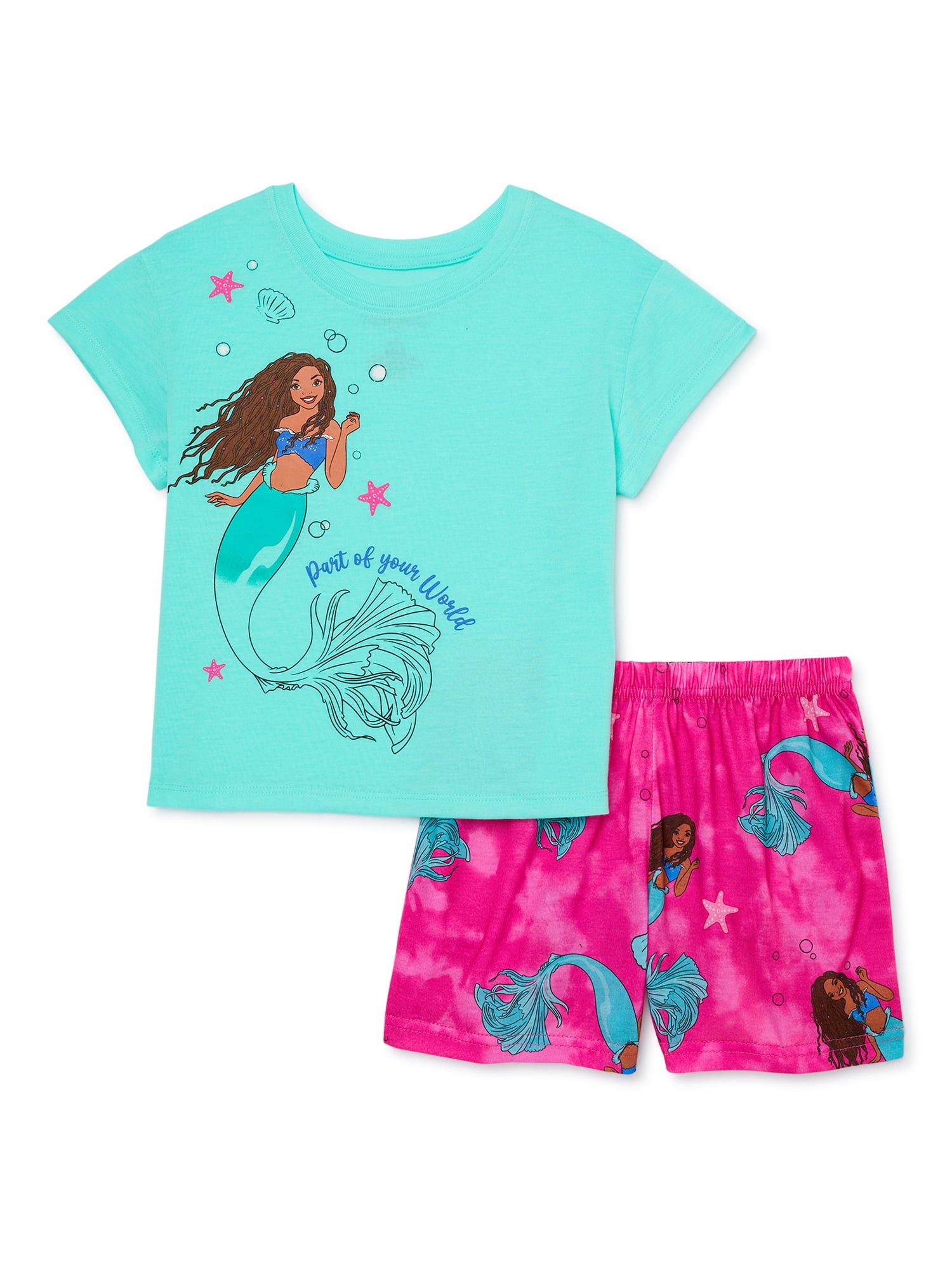 Disney The Little Mermaid Girls Pajama Set - Shorts & Top - Walmart.com
