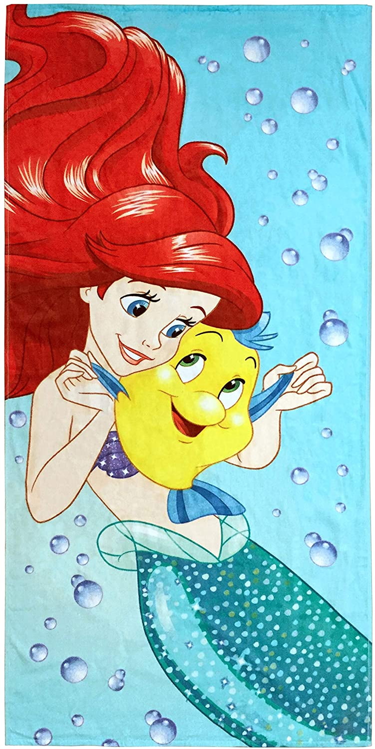 Disney Ariel Little Mermaid Kids Beach/Bath Towel, 100% Cotton, 28 x 58 ...