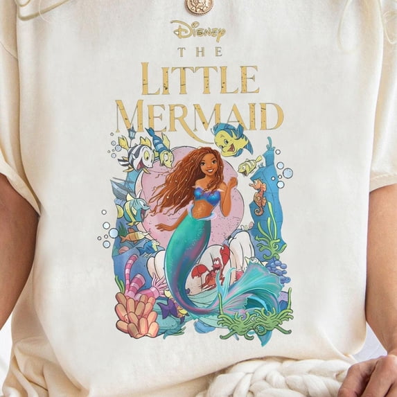 Disney The Little Mermaid Shirt Black Ariel Princess T-shirt Ariel Live ...