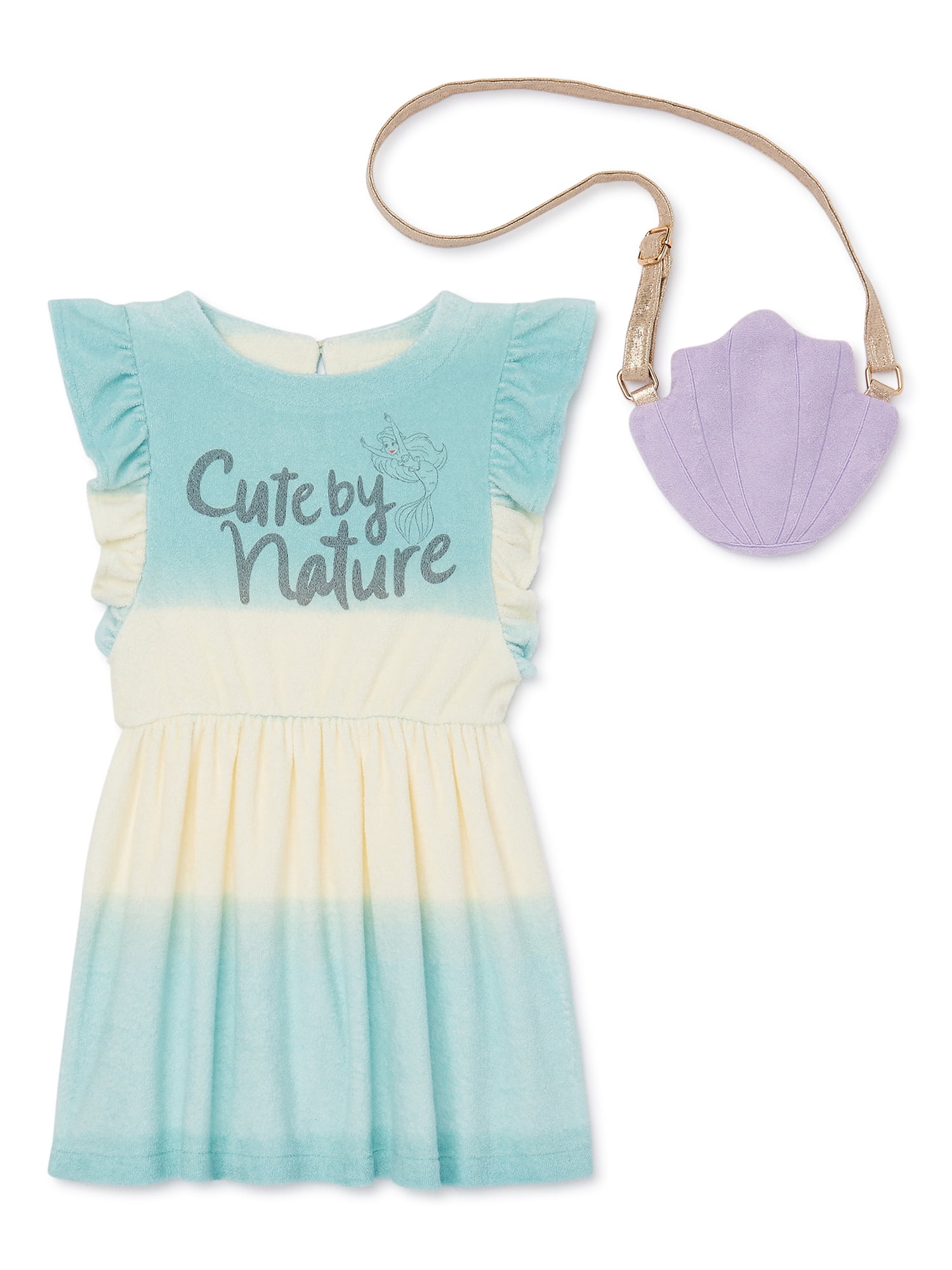 Disney The Little Mermaid Toddler Girl Dress and Bag Outfit Set, 2 ...