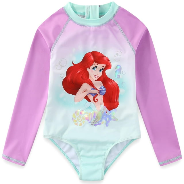 Disney The Little Mermaid UPF 50+ One Piece Long Sleeve Rash Guard ...