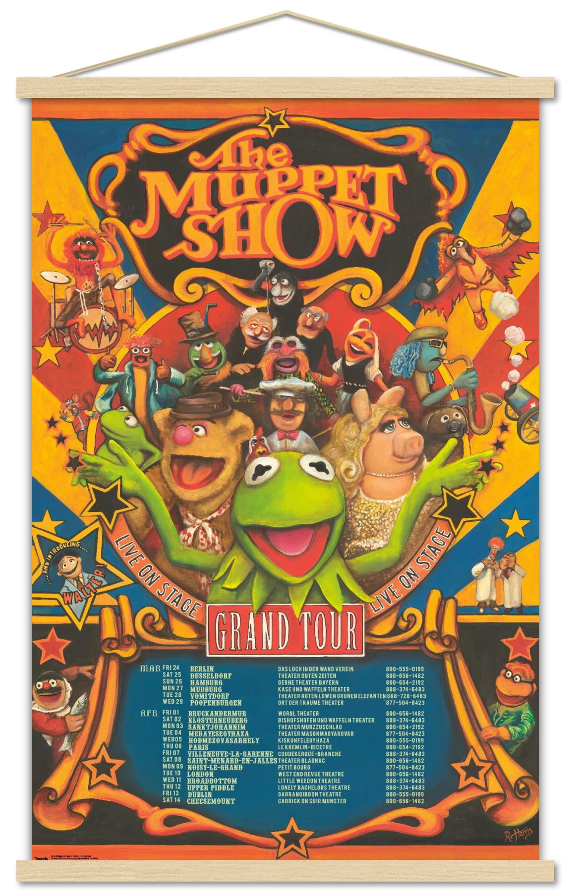 Disney The Muppets: Most Wanted - Grand Tour Wall Poster with Wooden ...