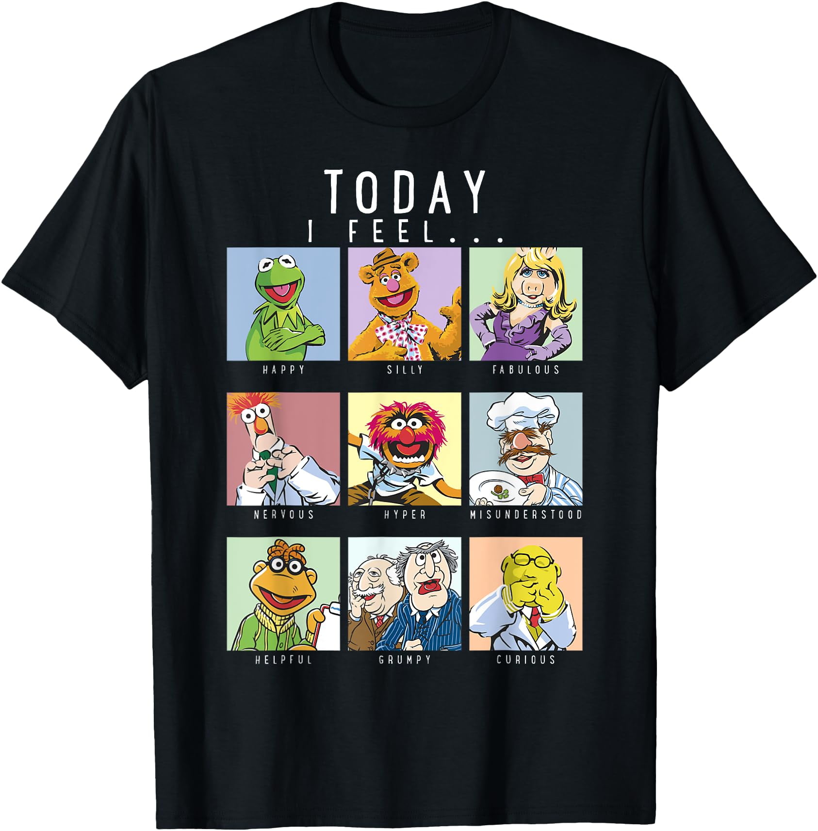 Disney The Muppets Today I Feel Box Up Character Portraits T-Shirt,Red ...