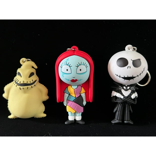 Disney The Nightmare Before Christmas 3-pack of solid rubber keychains featuring Jack, Sally ...