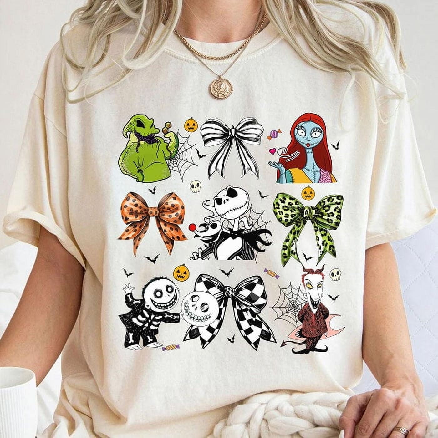Disney The Nightmare Before Christmas Halloween Coquette Bows Shirt ...