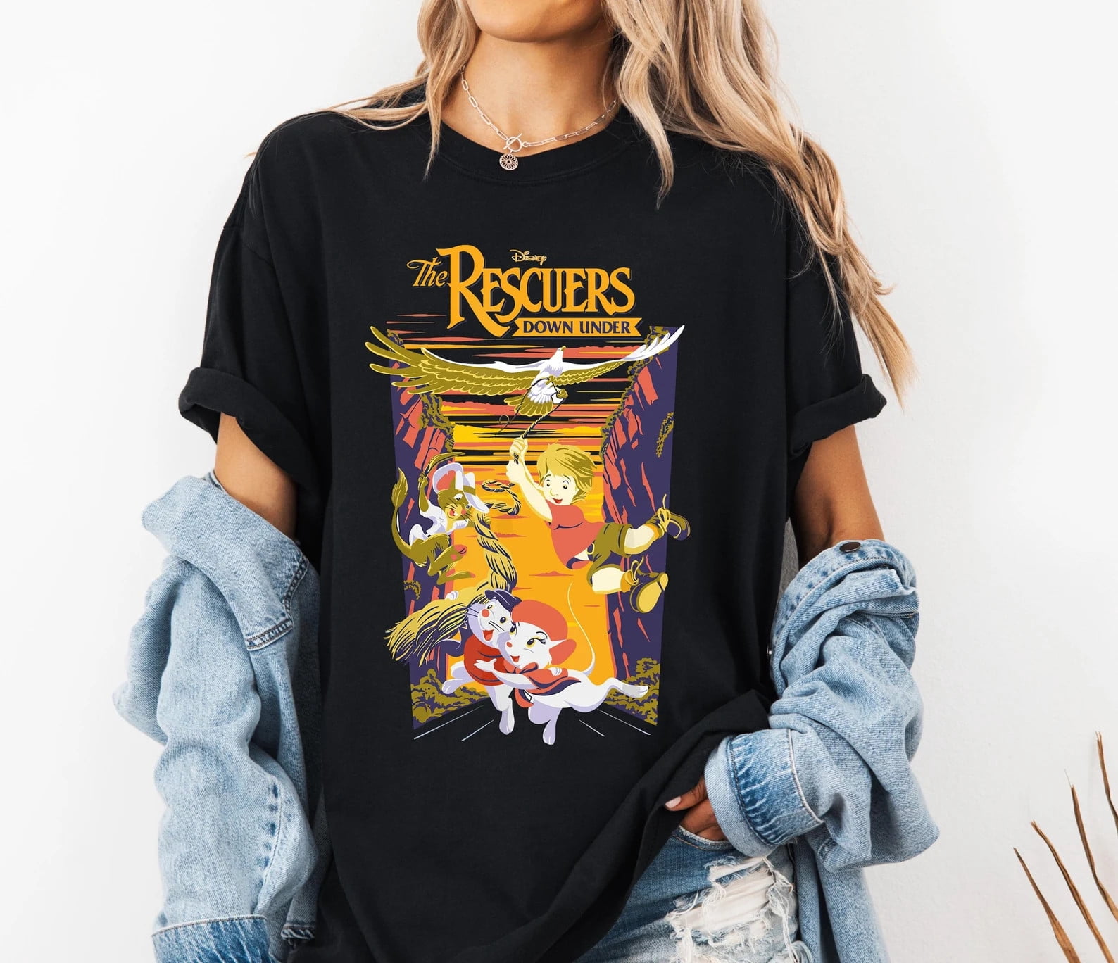 Disney The Rescuers Down Under Bernard Bianca Sunset Flight T-shirt ...